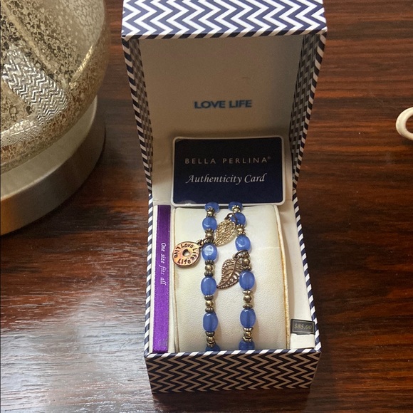 bella Perlina | Jewelry | Bella Perlina Blue And Gold Geometric Cuff ...